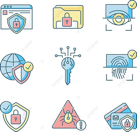 security system rgb color icons set hacker padlock pictogram vector