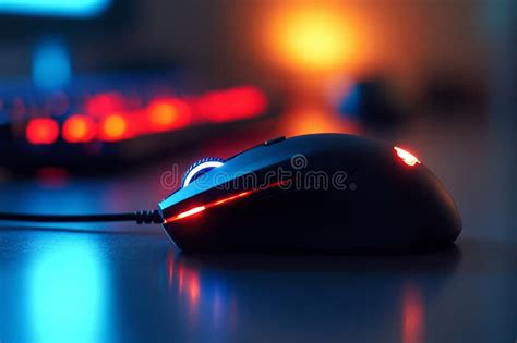 Close Up Of Gaming Setup Illuminated Keyboard Backlit Mouse And