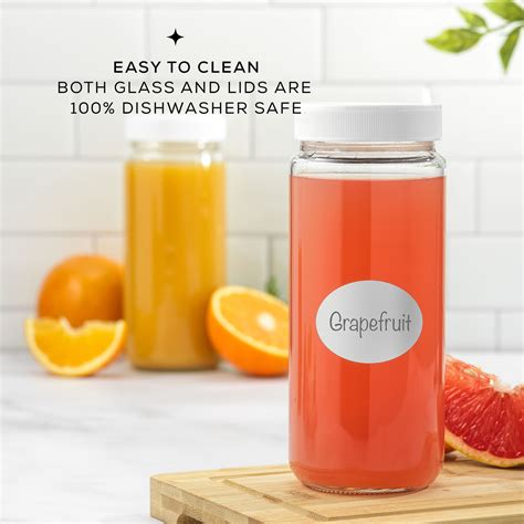 Joyjolt Reusable Glass Juice Bottles Beverage Containers With Bpa Free Lids Set Of 8
