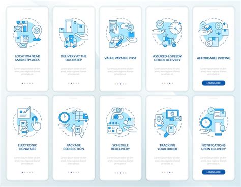 Premium Vector Delivery Service Advantages Blue Onboarding Mobile App Screen