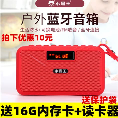 小霸王W21蓝牙音响便携式收音机插卡录音锂电池U盘小型音箱低音炮 虎窝淘