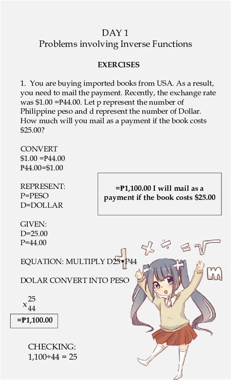 Day 1 Problems Involving Inverse Functions Exercises Pdfcoffee Com