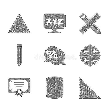 Set Discount Percent Tag Geometric Figure Triangle Math Xyz Coordinate System Certificate