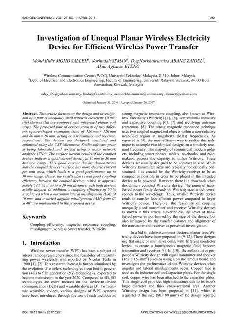 Pdf Investigation Of Unequal Planar Wireless Electricity Eprints Utm My Id Eprint 75722 1