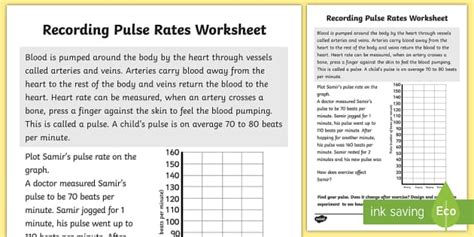 Pulse Rates Worksheet Teacher Made Twinkl