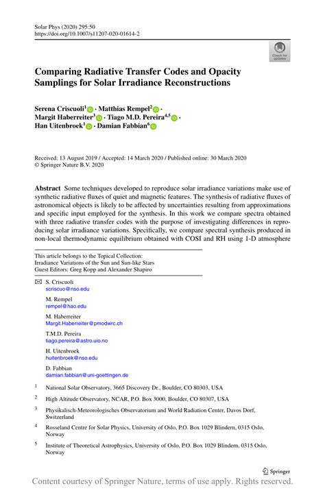 Comparing Radiative Transfer Codes And Opacity Samplings For Solar