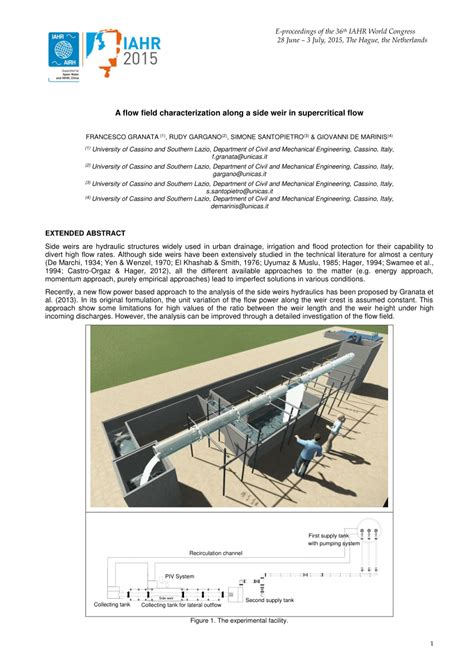 Pdf A Flow Field Characterization Along A Side Weir In Supercritical Flow