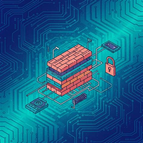 A Digital Illustration Shows A Brick Wall Symbolizing A Firewall Surrounded By Circuit Stock