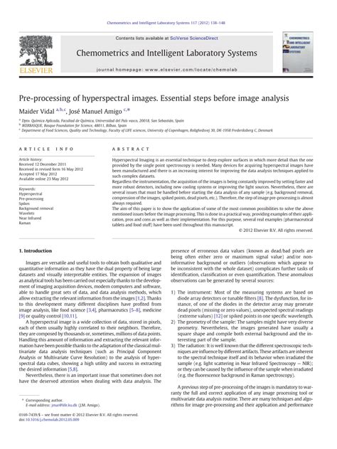 pdf pre processing of hyperspectral images essential steps before image analysis