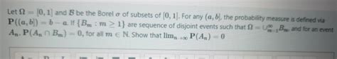solved let Ω [0 1] and b be the borel σ of subsets of [0 1]