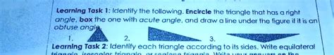 Learnlng Task 1 Identify The Following Encircle The Triangle That Has A