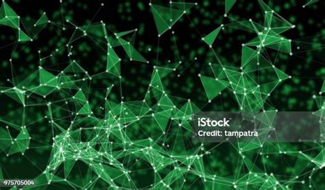 디지털 데이터와 검은 배경 3d 추상 그림에 기술 개념에 대 한 녹색 네트워크 연결 라인 검은색에 대한 스톡 사진 및 기타 이미지 검은색 녹색 추상적인 Istock