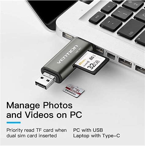 Vention Usb Multi Function Card Reader Tf High Speed Type C Otg Connectors Mm Ts Plug