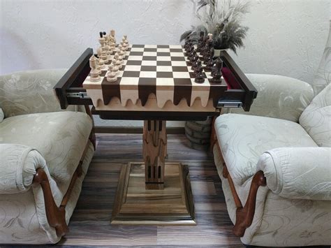 Wooden Chess Set Table Streaks Of Power Walnut Etsy