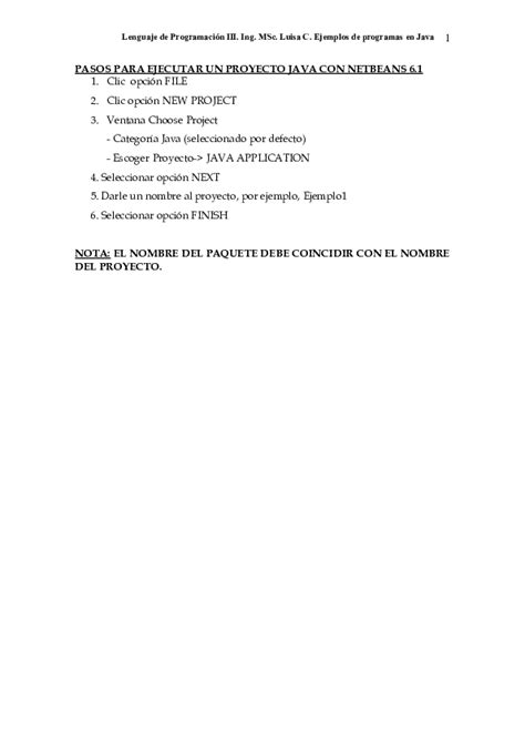 Doc Pasos Para Ejecutar Un Proyecto Java Con Netbeans 61 1 Clic