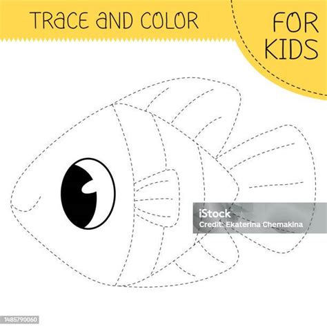 아이들을 위한 물고기가 있는 추적 및 색상 색칠하기 책 귀여운 만화 물고기가 있는 색칠 공부 페이지 정사각형 그림입니다 0명에 대한 스톡 벡터 아트 및 기타 이미지 Istock