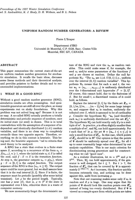 L Ecuyer Random Number Generator