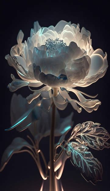 Premium Photo A Flower That Is Lit Up With A Blue Light