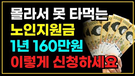 몰라서 못 타먹는 노인지원금 1년 160만원 이렇게 신청하세요 Youtube