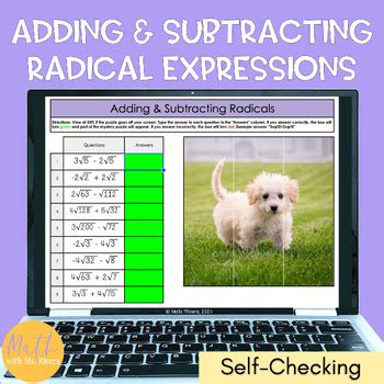 Adding And Subtracting Radicals Digital Picture Puzzle By Math With Ms Rivera