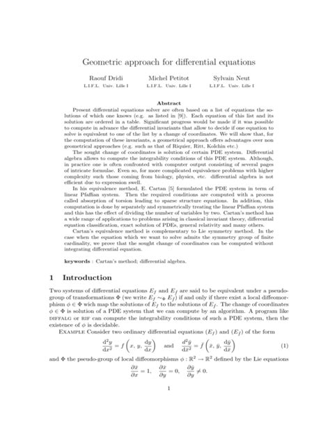 Geometric Approach For Differential Equations