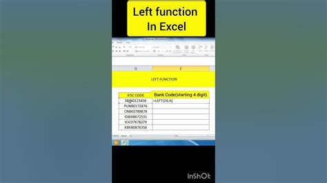 Left Function In Excel Shorts Tricks Msexcelcourse Excel Youtube