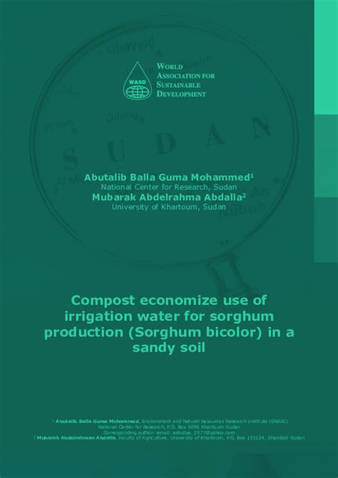Pdf Compost Economize Use Of Irrigation Water For Sorghum Production