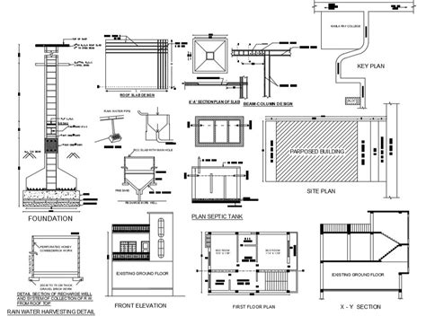 Rainwater Harvesting House Project Dwg File Cadbull