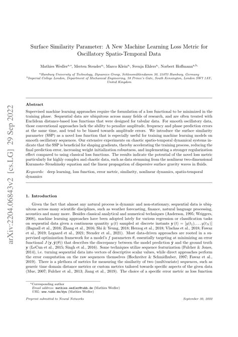 Pdf Surface Similarity Parameter A New Machine Learning Loss Metric For Oscillatory Spatio