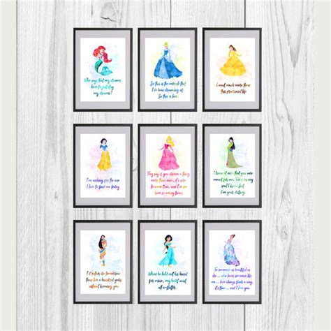Princesses Quotes Disney Set Art Print Digital Files Decor N Inspire