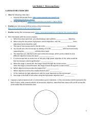 Worksheet To Lab Docx Lab Module Microscope Basics LABORATORY EXERCISES View The