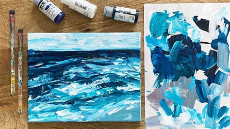 Acrylic Painting For Beginners How To Paint An Abstract Seascape On Canvas Step By Step Elle