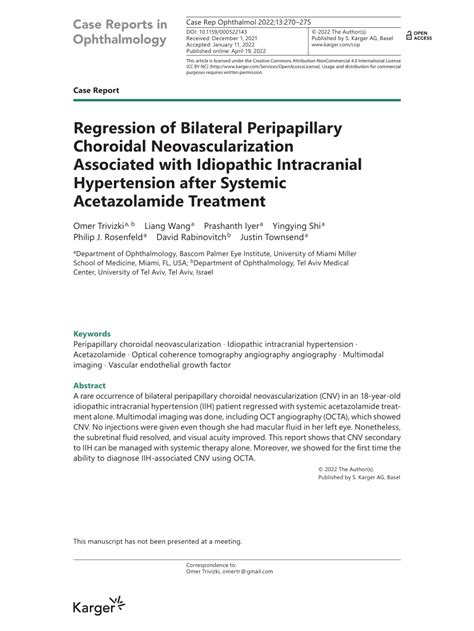 Pdf Regression Of Bilateral Peripapillary Choroidal Neovascularization Associated With
