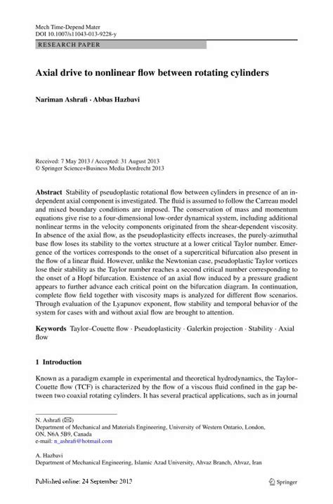 Pdf Axial Drive To Nonlinear Flow Between Rotating Cylinders Dokumentips