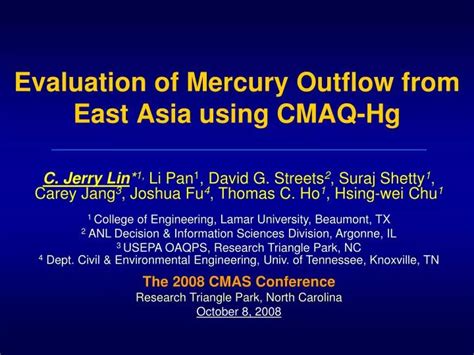 Ppt Evaluation Of Mercury Outflow From East Asia Using Cmaq Hg