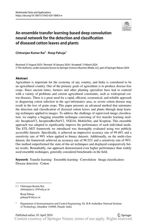 an ensemble transfer learning based deep convolution neural network for