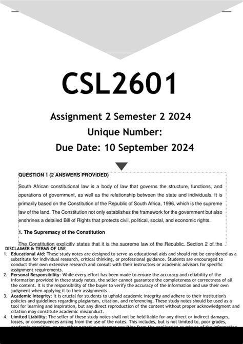 Csl2601 Assignment 2 Answers Semester 2 2024 Distinction Guaranteed