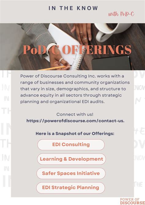 learn more about power of discourse consulting and the many services we