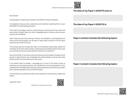 Aqa Gcse Pe Complete Revision Workbook Teaching Resources
