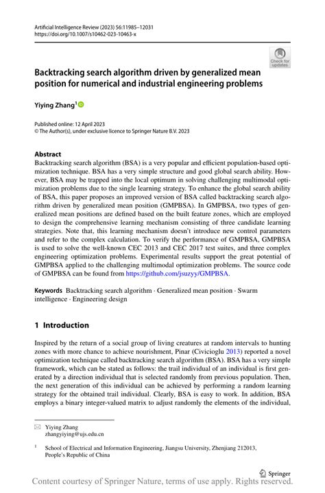 Backtracking Search Algorithm Driven By Generalized Mean Position For