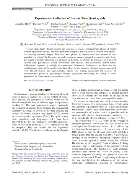 Pdf Experimental Realization Of Discrete Time Quasicrystals