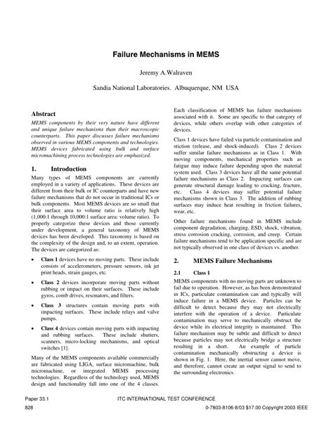 PDF Failure Mechanisms In Mems