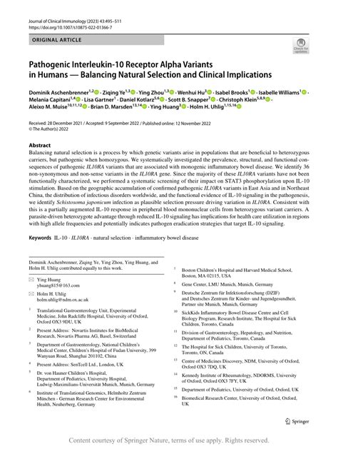 Pdf Pathogenic Interleukin 10 Receptor Alpha Variants In Humans