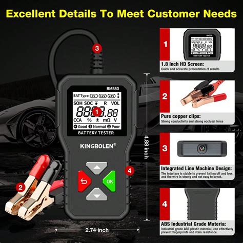 Car Battery Tester Analyzer 6v 12v 24v 100 2000 Cca Battery Test Tool For Vehicle Battery System