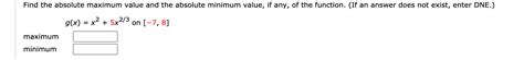 Solved Find The Absolute Maximum Value And The Absolute Chegg Com