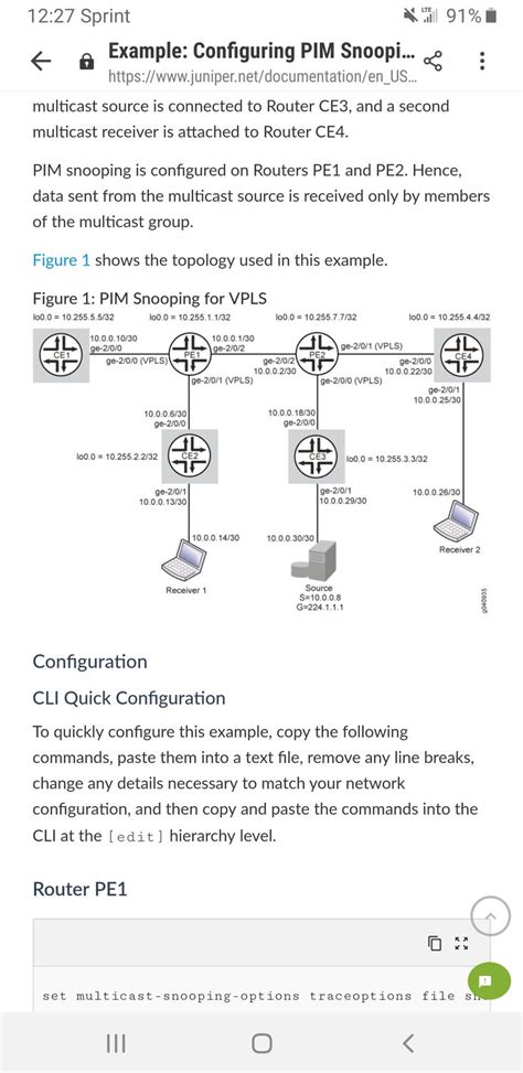 Documentationenusjunostopicsexampleconfiguring Pim Snooping Vpls