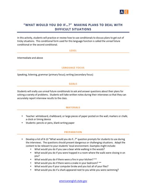 Conditionals Activity 3 Pdf Language Arts And Discipline