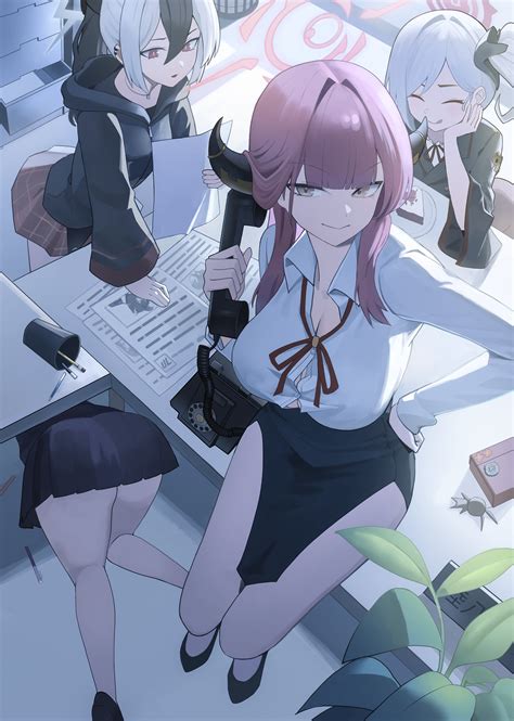 Kayoko Aru Mutsuki And Haruka Blue Archive Drawn By Oro Lsg Danbooru