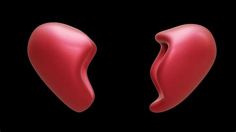 seamless 3d render animation of valentine broken heart breaking apart
