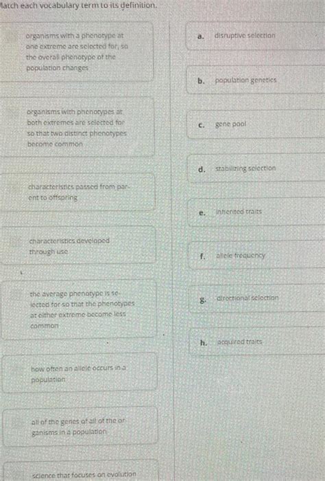 [answered] Match Each Vocabulary Term To Its Definition Organisms With